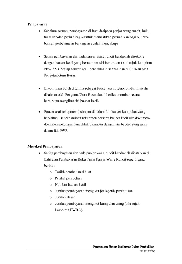 Panjar wang runcit | DOCX