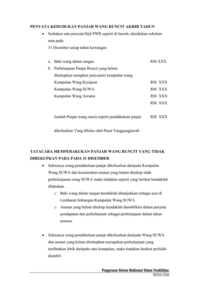 Panjar wang runcit | DOCX