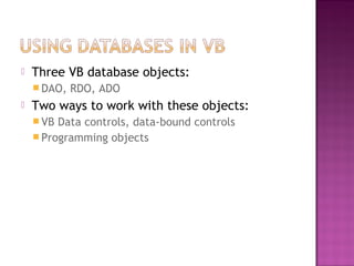 vishual basic data base Pankaj | PPT