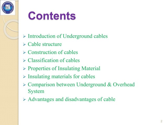 UNDERGROUND CABLES PRESENTATION | PPTX | Physics | Science