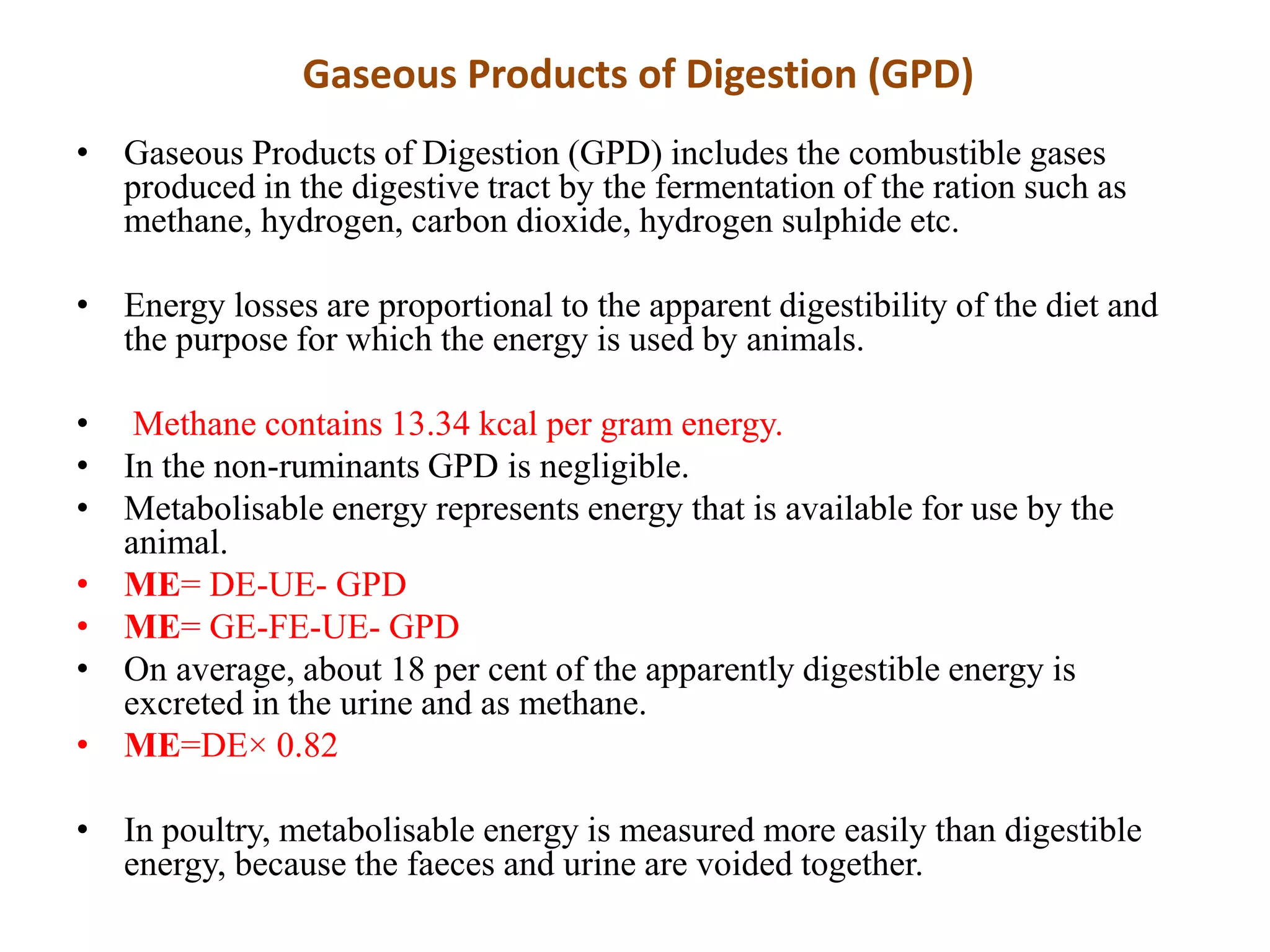 Measures of Feed Energy- Gross Energy, Digestible Energy, Metabolisable ...