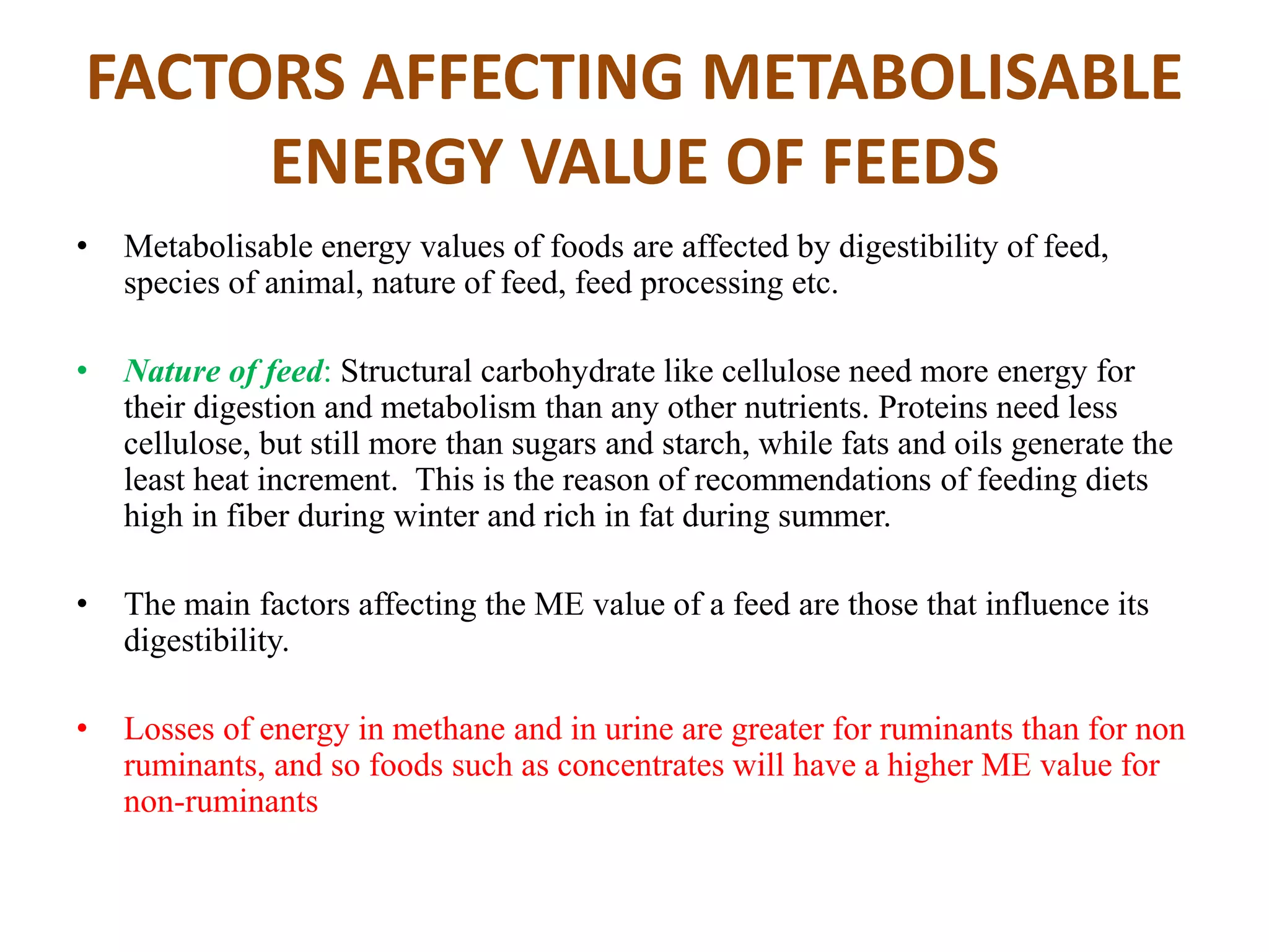 Measures of Feed Energy- Gross Energy, Digestible Energy, Metabolisable ...