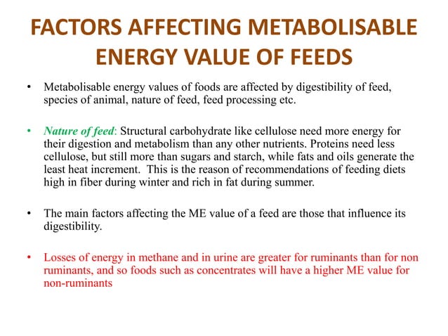 Measures of Feed Energy- Gross Energy, Digestible Energy, Metabolisable ...