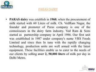 project synopsis on paras dairy | PPTX