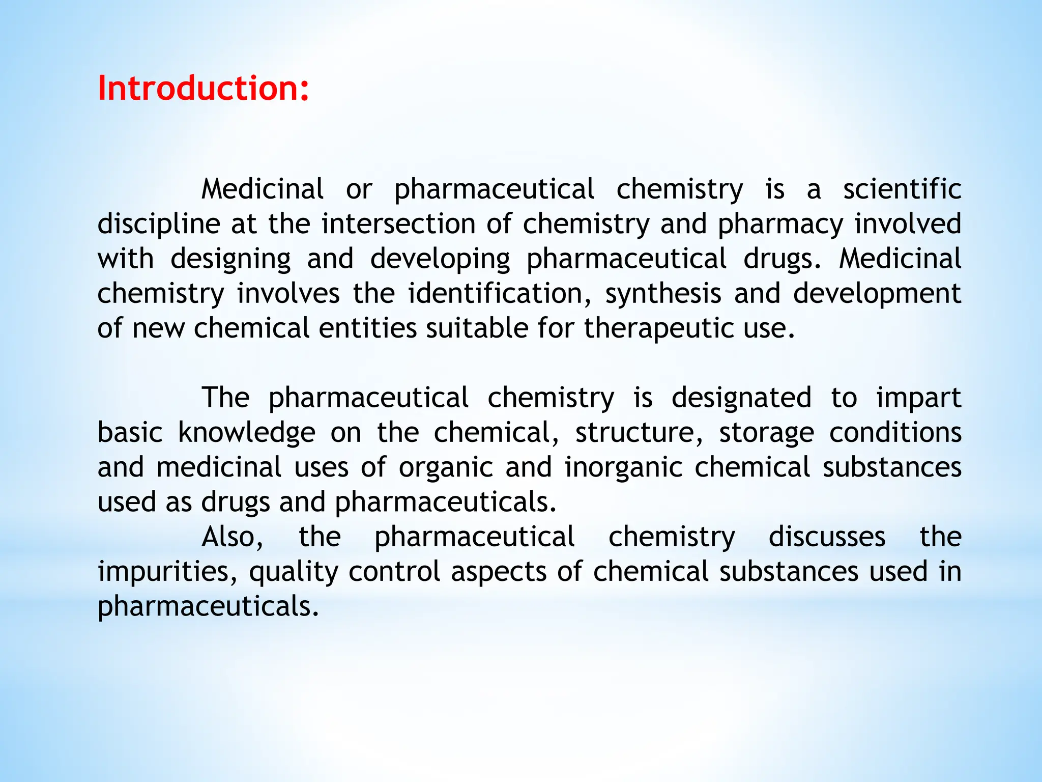 Introduction of Pharmaceutical Chemistry | PPTX