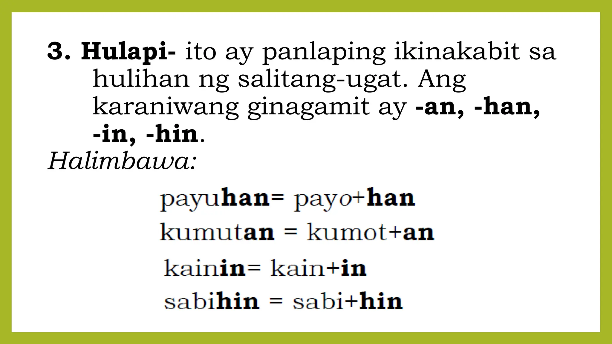 Ito ay tumatalakay sa kahulugan ng salitang-ugat at ng panlapi. | PPTX