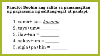 Ito ay tumatalakay sa kahulugan ng salitang-ugat at ng panlapi. | PPTX