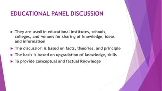 what is Panel discussion | PPTX | Education
