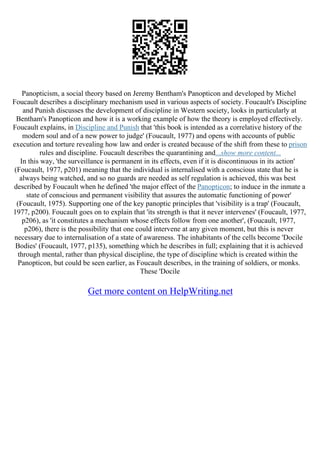 Panopticism Essay | PDF