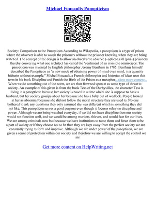 Panopticism Essay | PDF
