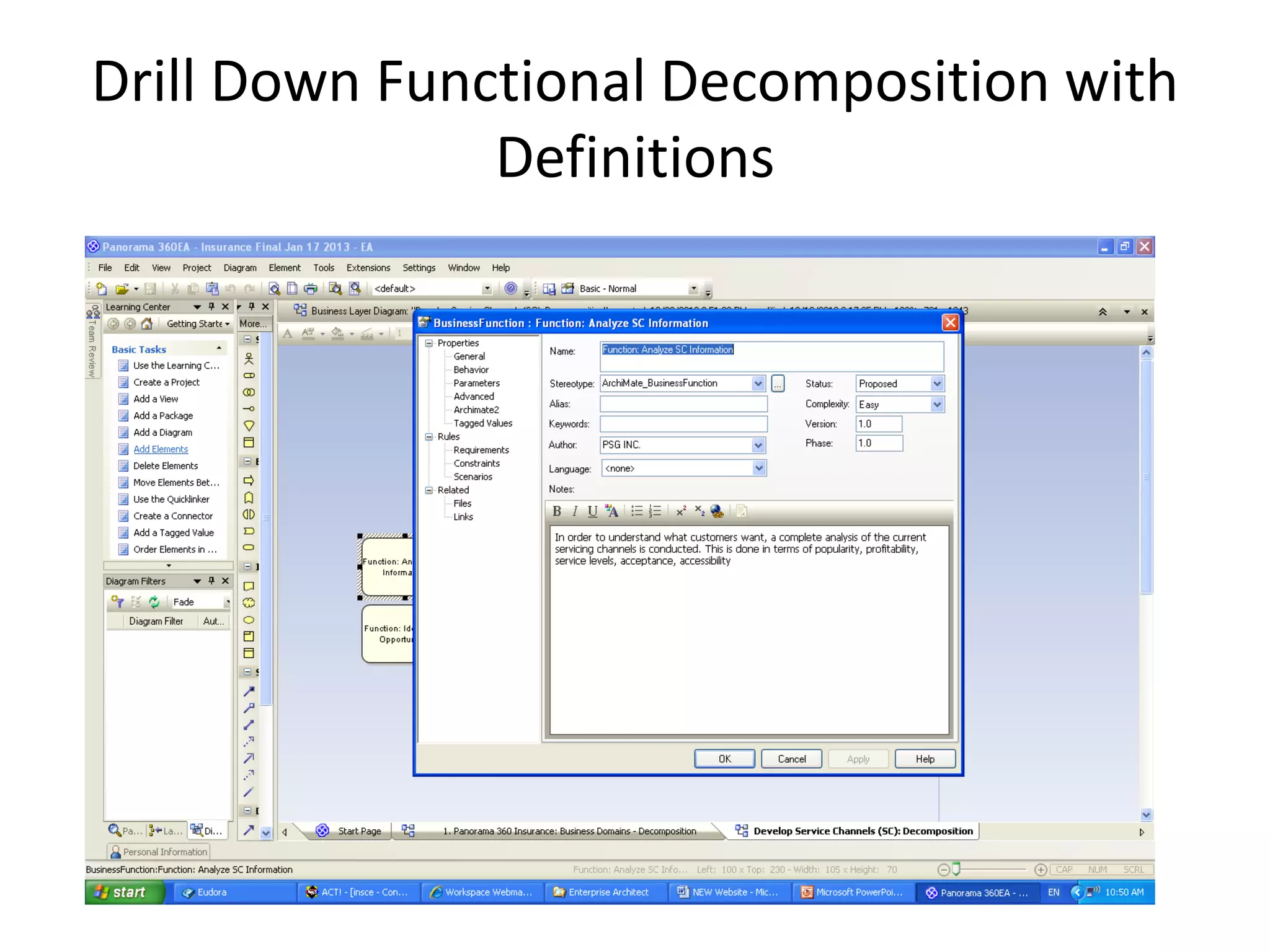 Panorama 360 Enterprise Business Framework and Process Models Imported ...