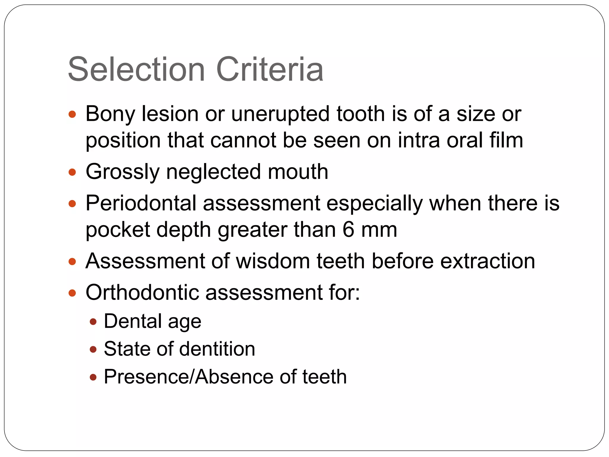Panoramic radiography (dental panoramic tomography dpt) and periapical ...