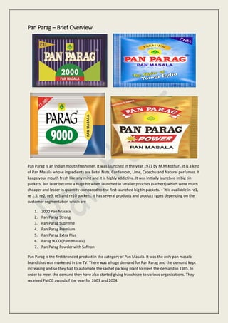Pan Parag Market Entry - Singapore | PDF