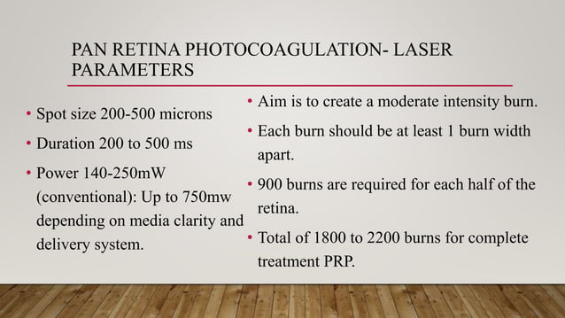 BASICS OF PAN RETINAL, SECTOR AND FOCAL RETINAL LASER PHOTOCOAGULATION ...