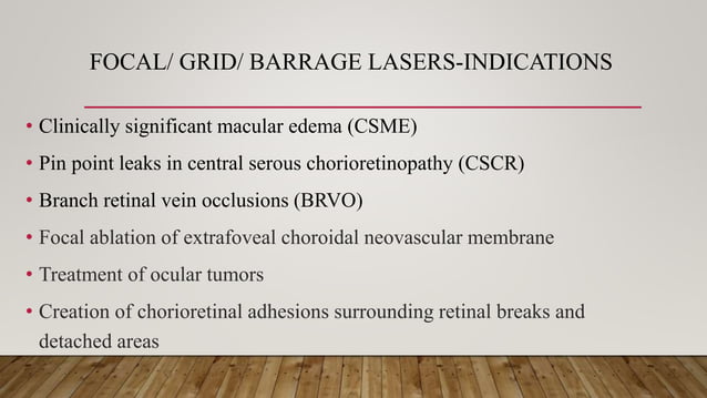 BASICS OF PAN RETINAL, SECTOR AND FOCAL RETINAL LASER PHOTOCOAGULATION ...