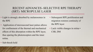 BASICS OF PAN RETINAL, SECTOR AND FOCAL RETINAL LASER PHOTOCOAGULATION.pptx