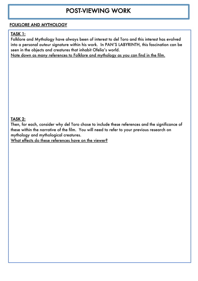 Pan's Labyrinth A-Level Film Studies student booklet e-book workbook ...