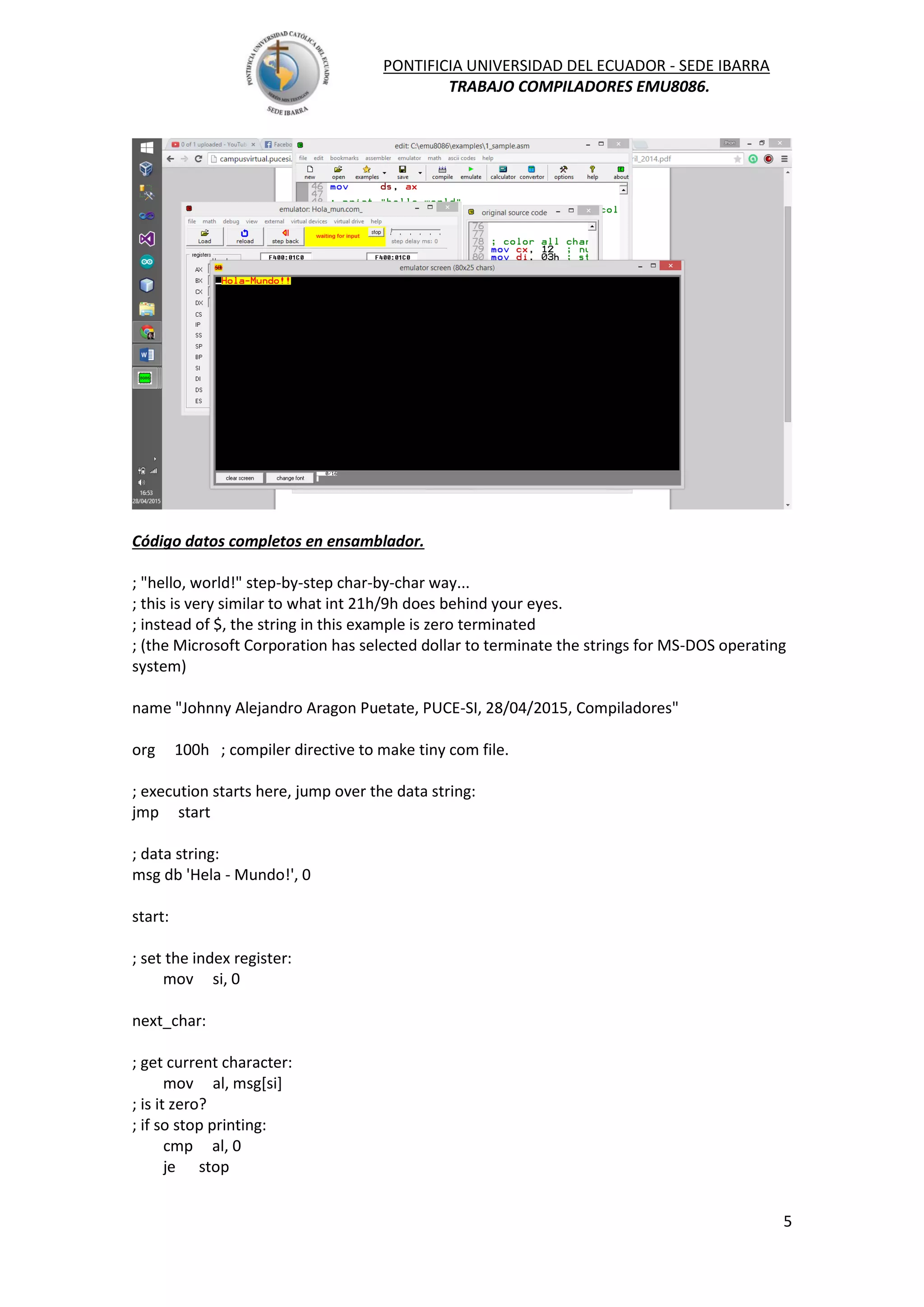 Emulador de ensamblador EMU8086 | PDF