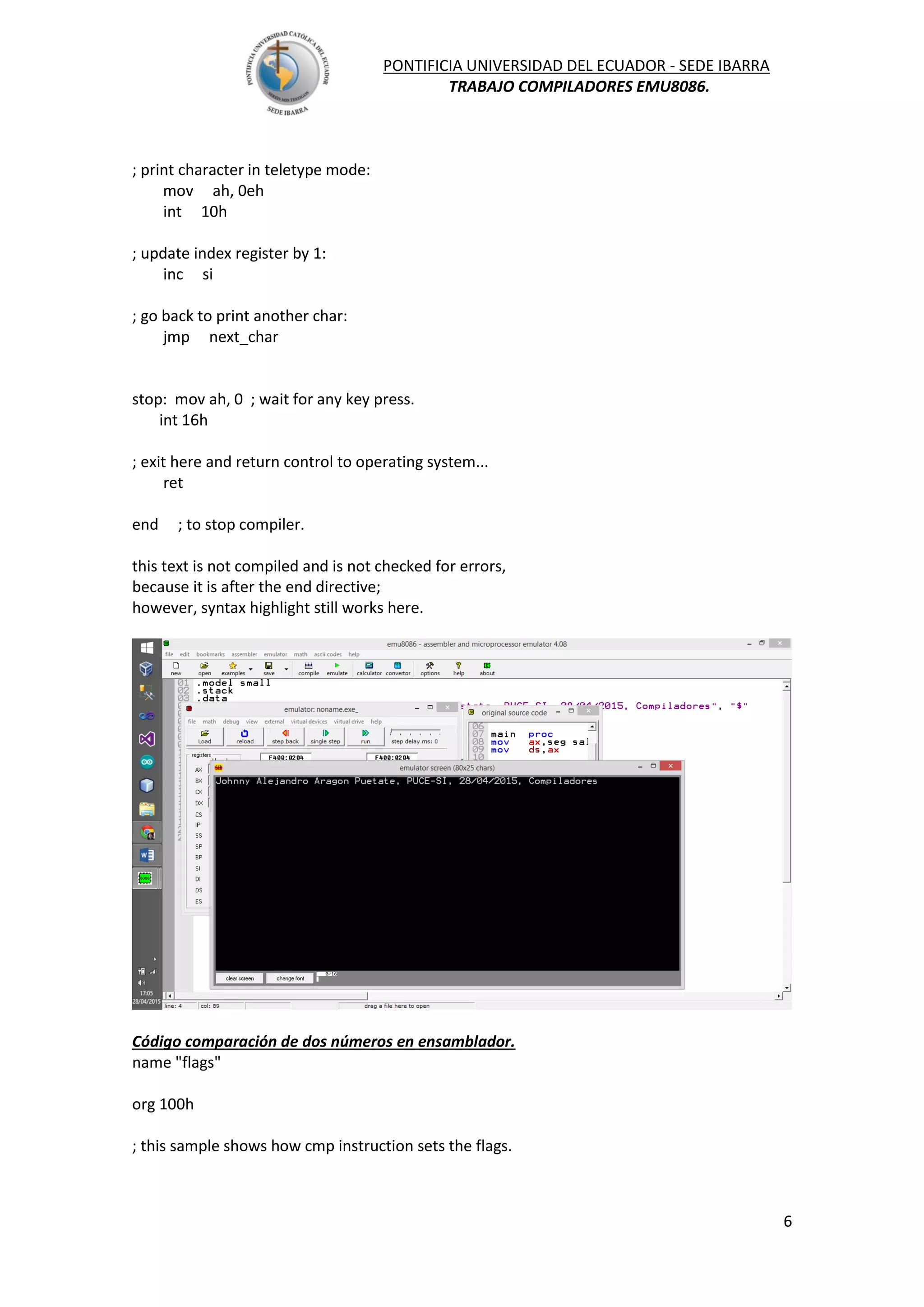 Emulador de ensamblador EMU8086 | PDF