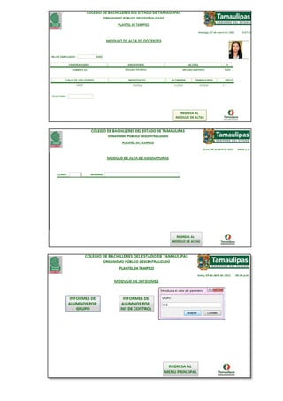 Pantallas del Sistema de Control Escolar | PDF