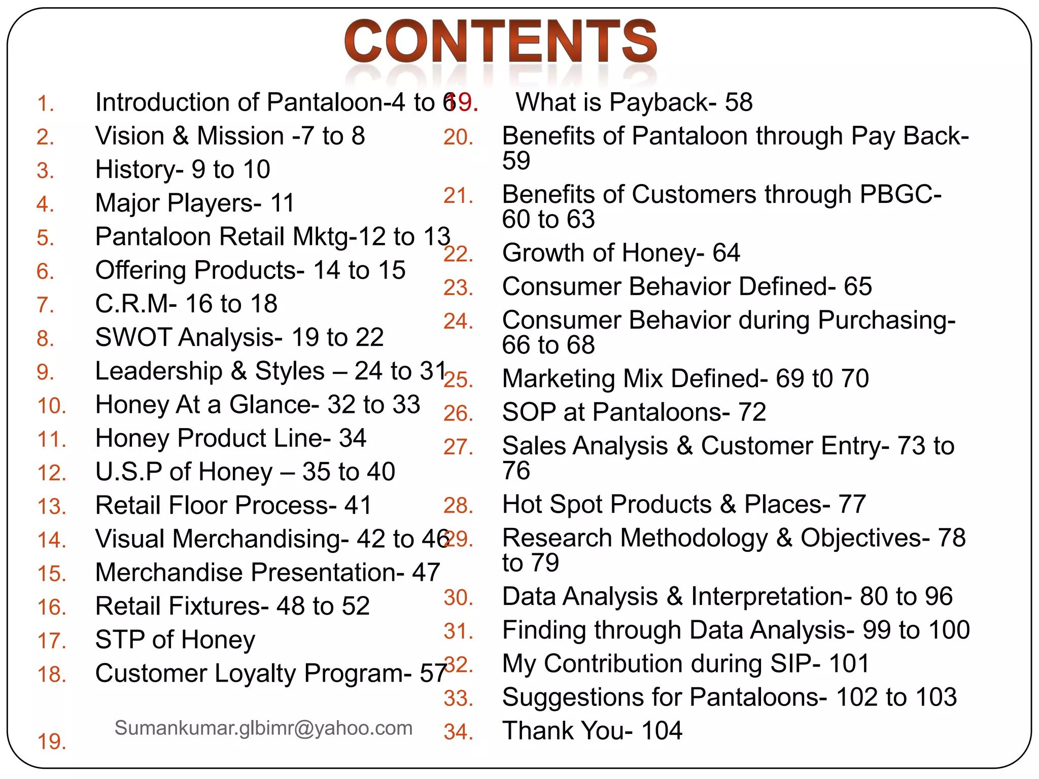 Pantaloon project ppt | PPTX