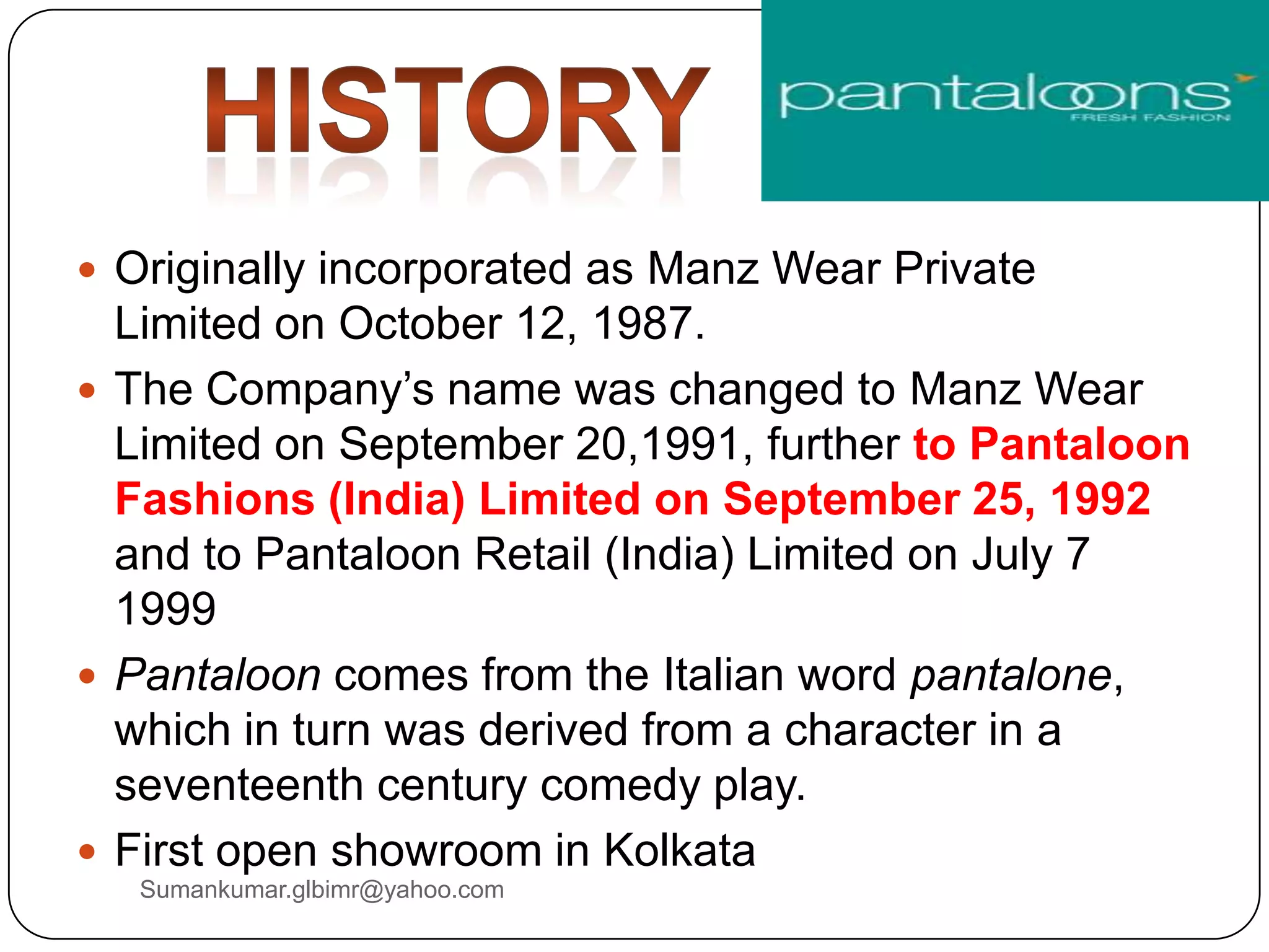 Pantaloon project ppt | PPTX