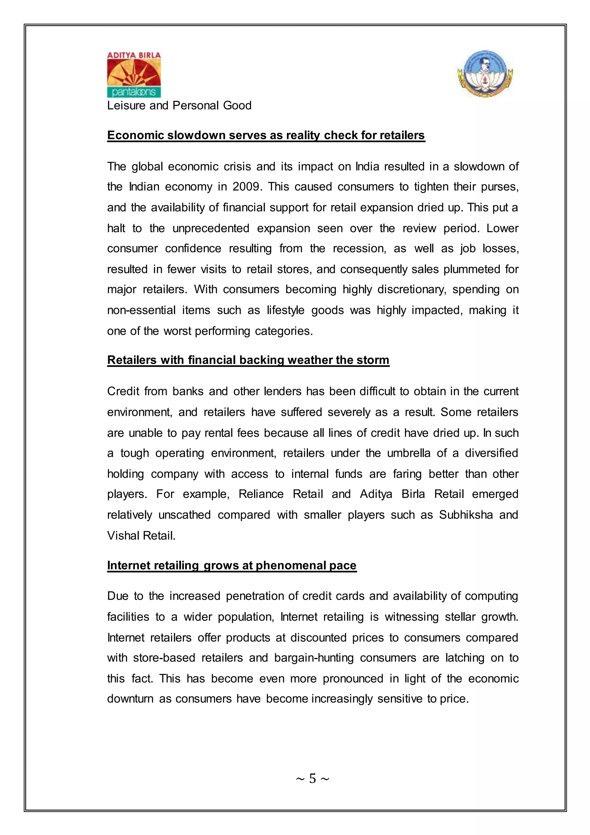 CUSTOMER BUYING BEHAVIOUR AT PANTALOONS | DOCX