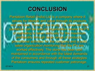 Pantaloons supply chainmanagement | PPT