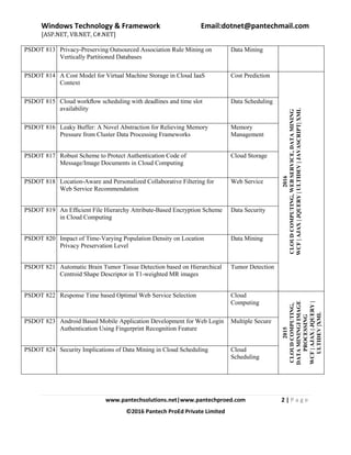 Pantech- Dotnet projects 2016-2017 | PDF | Cloud Computing | Internet