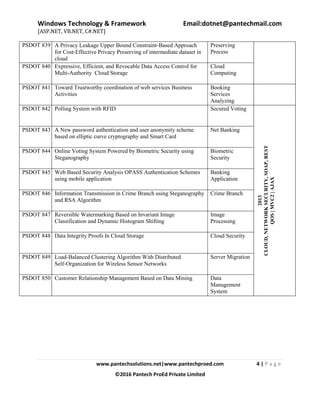 Pantech- Dotnet projects 2016-2017 | PDF