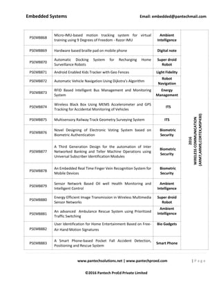 Pantech embedded systems and IoT projects 2016-17 | PDF