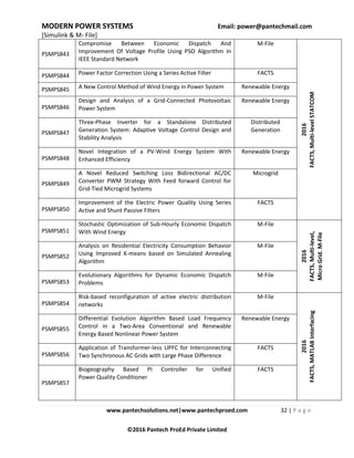 Pantech modern power system projects [simulink & m-file] 2016-17 | PDF