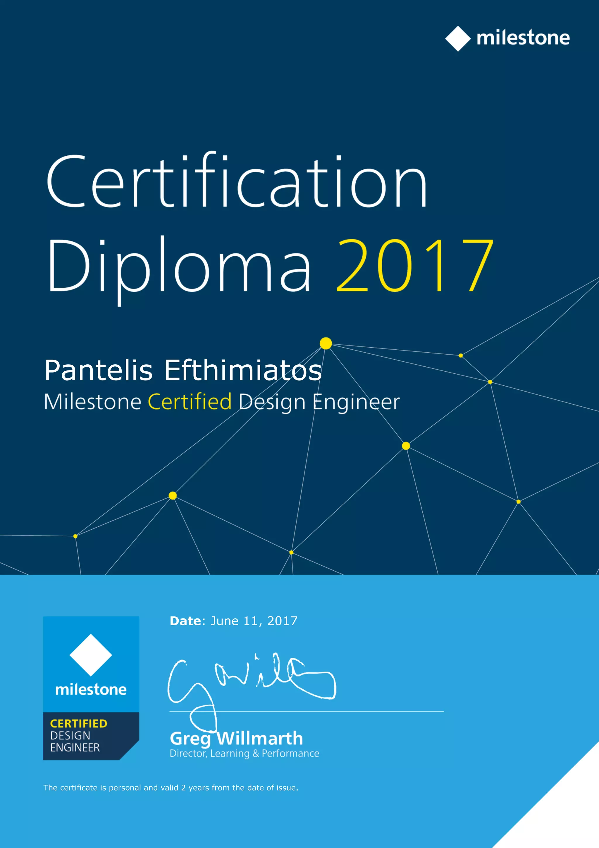 Pantelis efthimiatos milestone certified design engineer (mcde ...