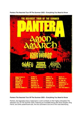 Pantera The Heaviest Tour Of The Summer 2025 – Everything You Need to ...