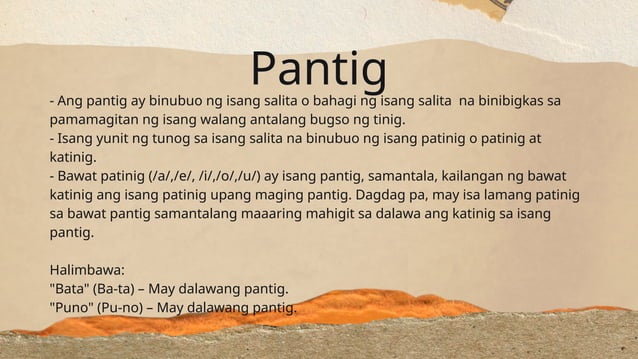 Pag-aaral ng Pantig at Palapantigan PPTX | PPTX