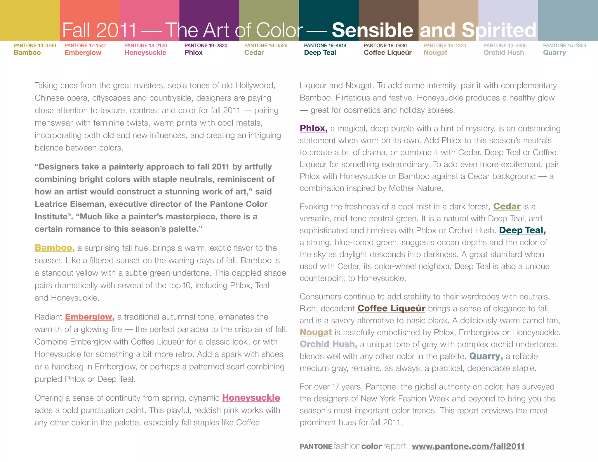 Pantone fcr fall_2011 | PPT