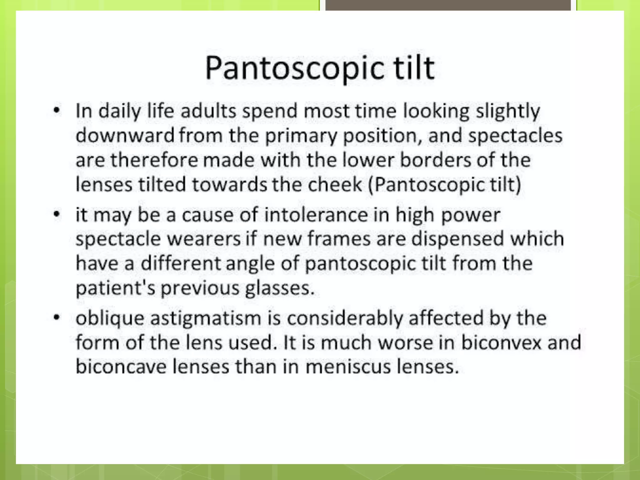 Pantoscopic Tilt Ppt