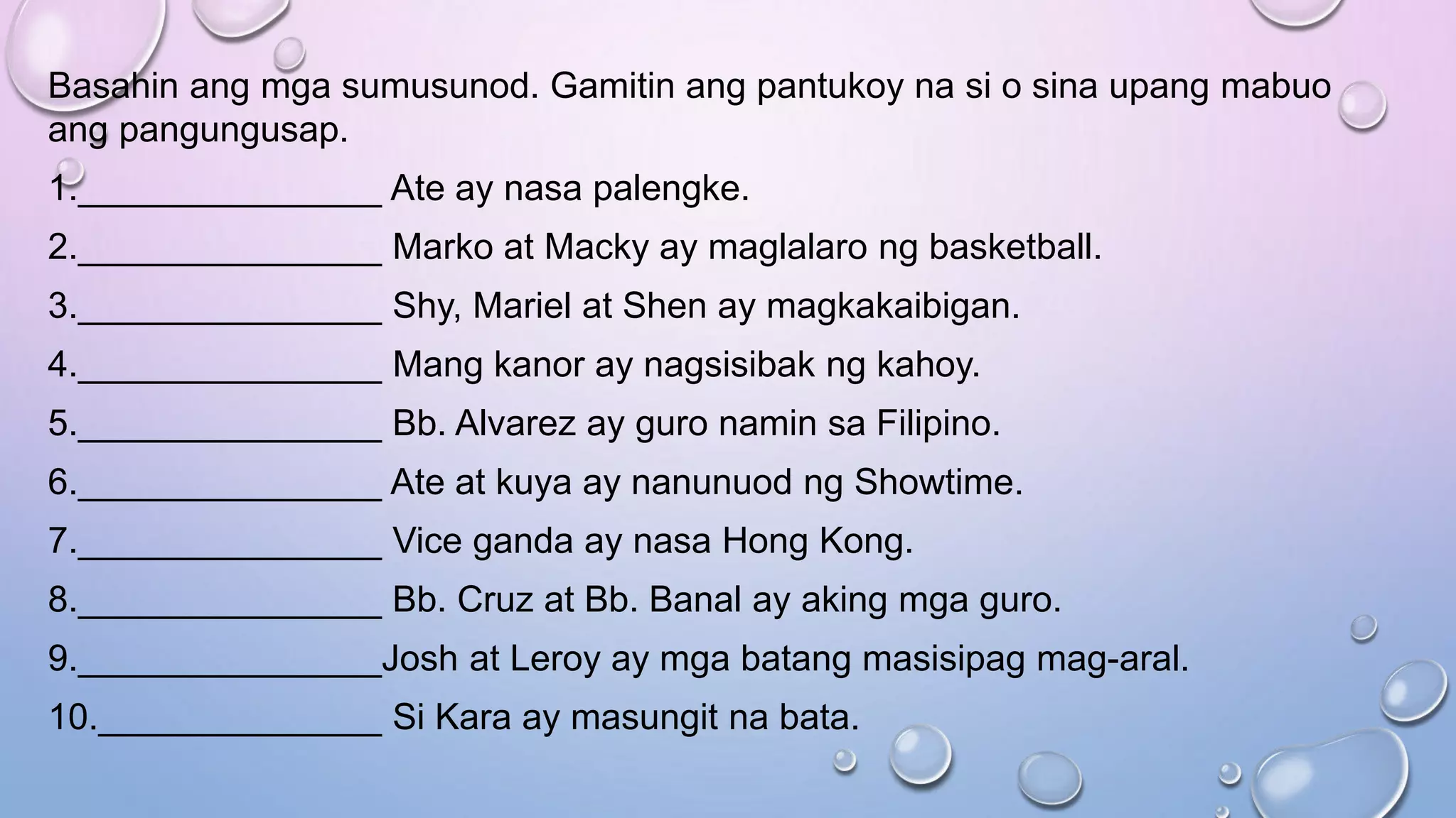 Pantukoy na Si, Sina, Ang at Ang Mga | PPTX