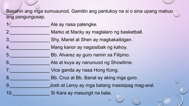 Pantukoy na Si, Sina, Ang at Ang Mga | PPTX