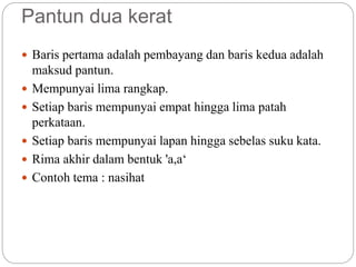 Puisi Melayu Tradisional - Pantun (BMMB3033 Kesusasteraan Melayu) | PPTX