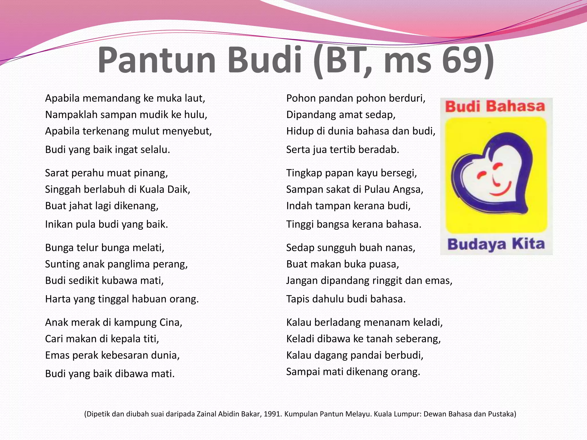 Pantun budi | BM Komsas Tingkatan 2 | PPTX