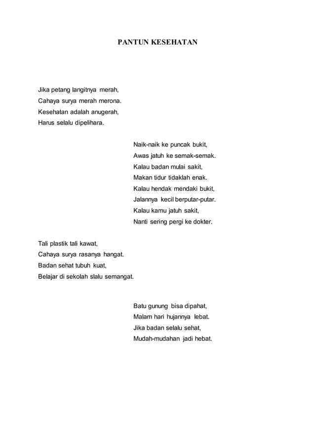 Pantun kesehatan | DOCX