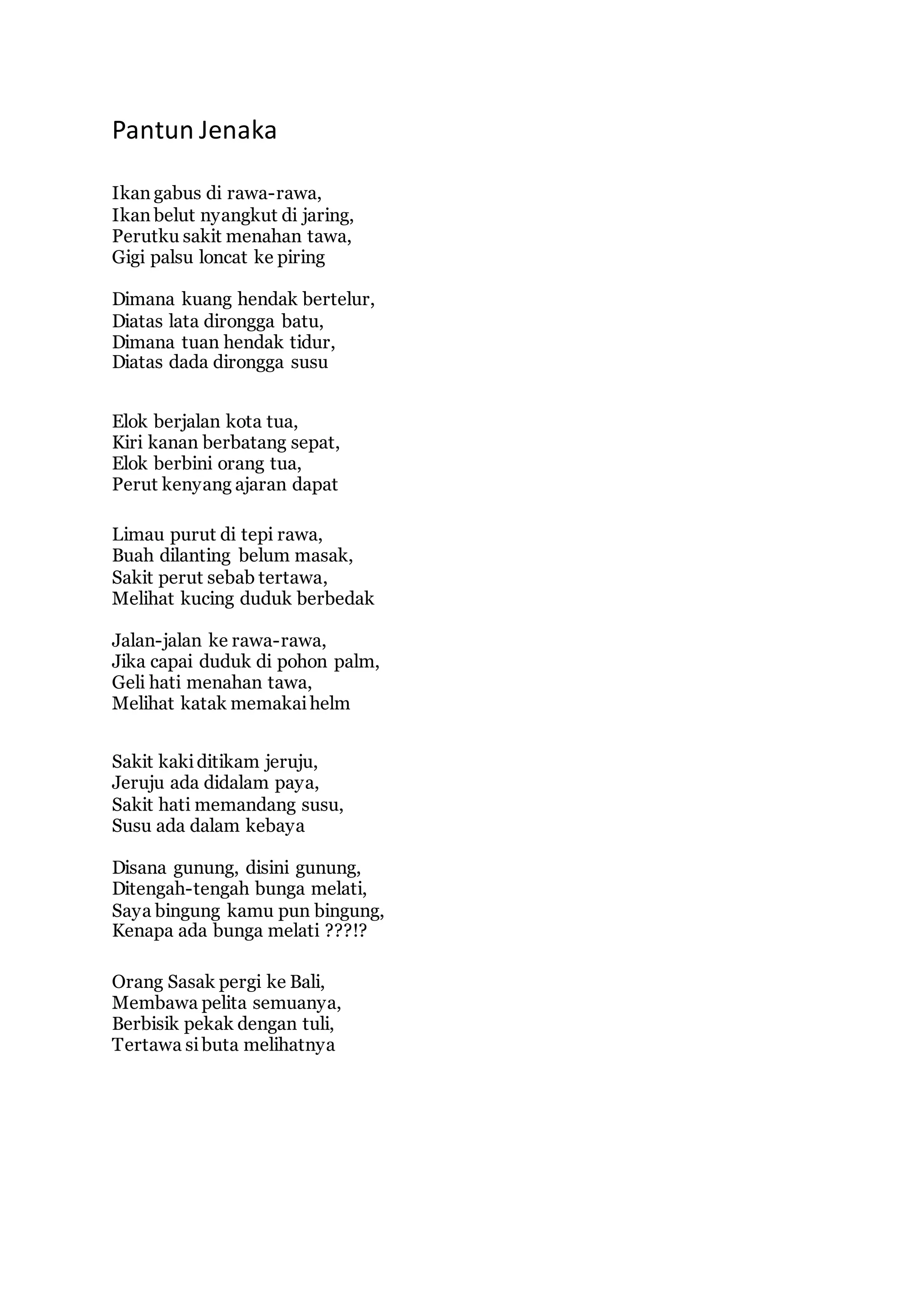 Pantun dalam Berbagai Topik | DOCX