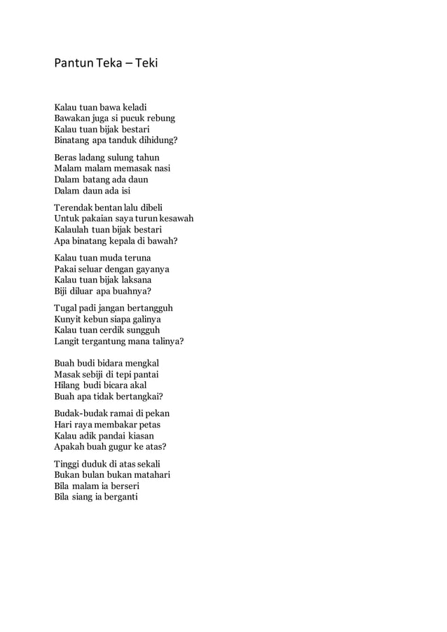 Pantun dalam Berbagai Topik | PDF