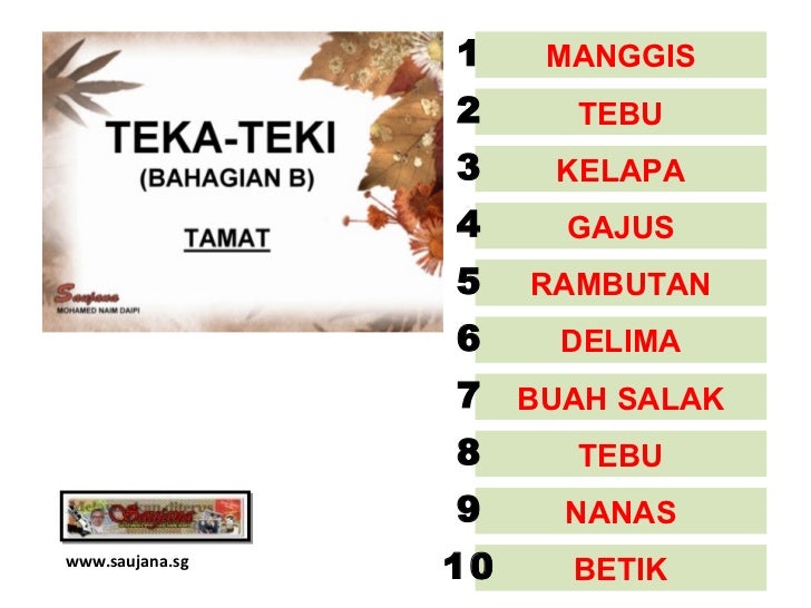 Pantun Teka Teki Buah Buahan Dan Jawapan Pantun Teka Teki Buah Buahan Dan Jawapan
