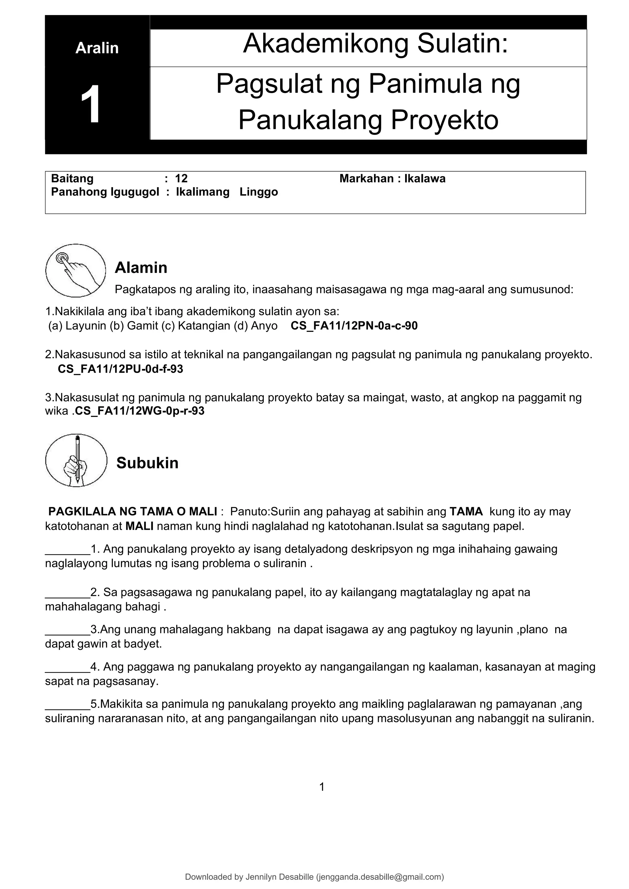 PANUKALANG PROYEKTO - MODULE.pdf