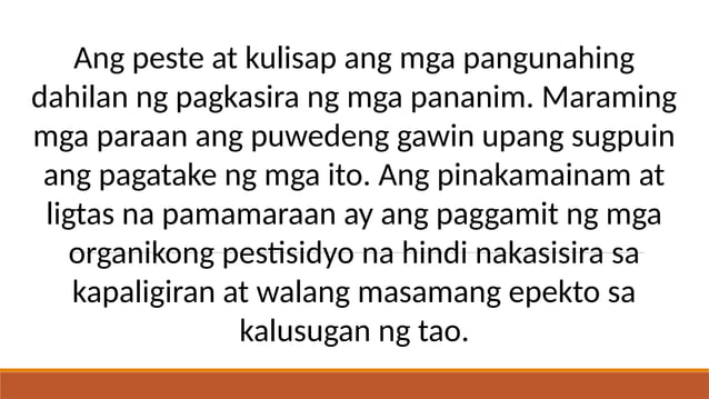 naisasagawa ang masistemang pagsugpo ng peste at kulisap ng mga halaman ...