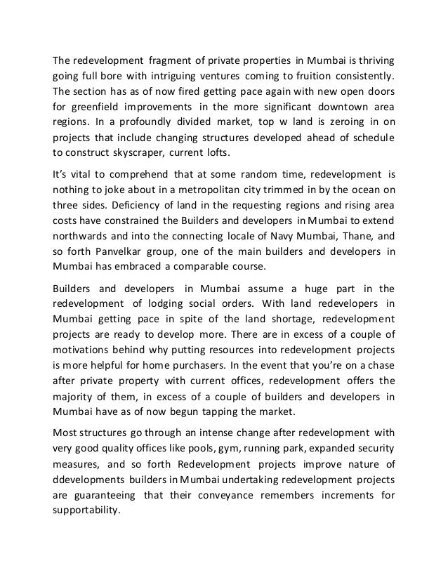 Panvelkar Group the Prominent Builders and Developers in Mumbai | PDF