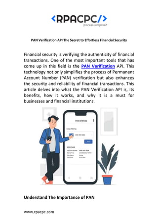 PAN Verification API The Secret to Effortless Financial Security.docx