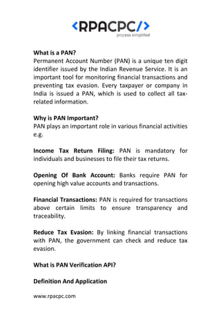 PAN Verification API The Secret to Effortless Financial Security.docx